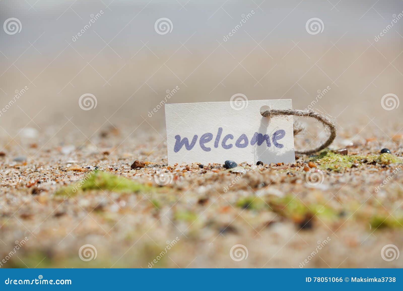 Welcome - Sign on the Beach Stock Photo - Image of lying, thank: 78051066