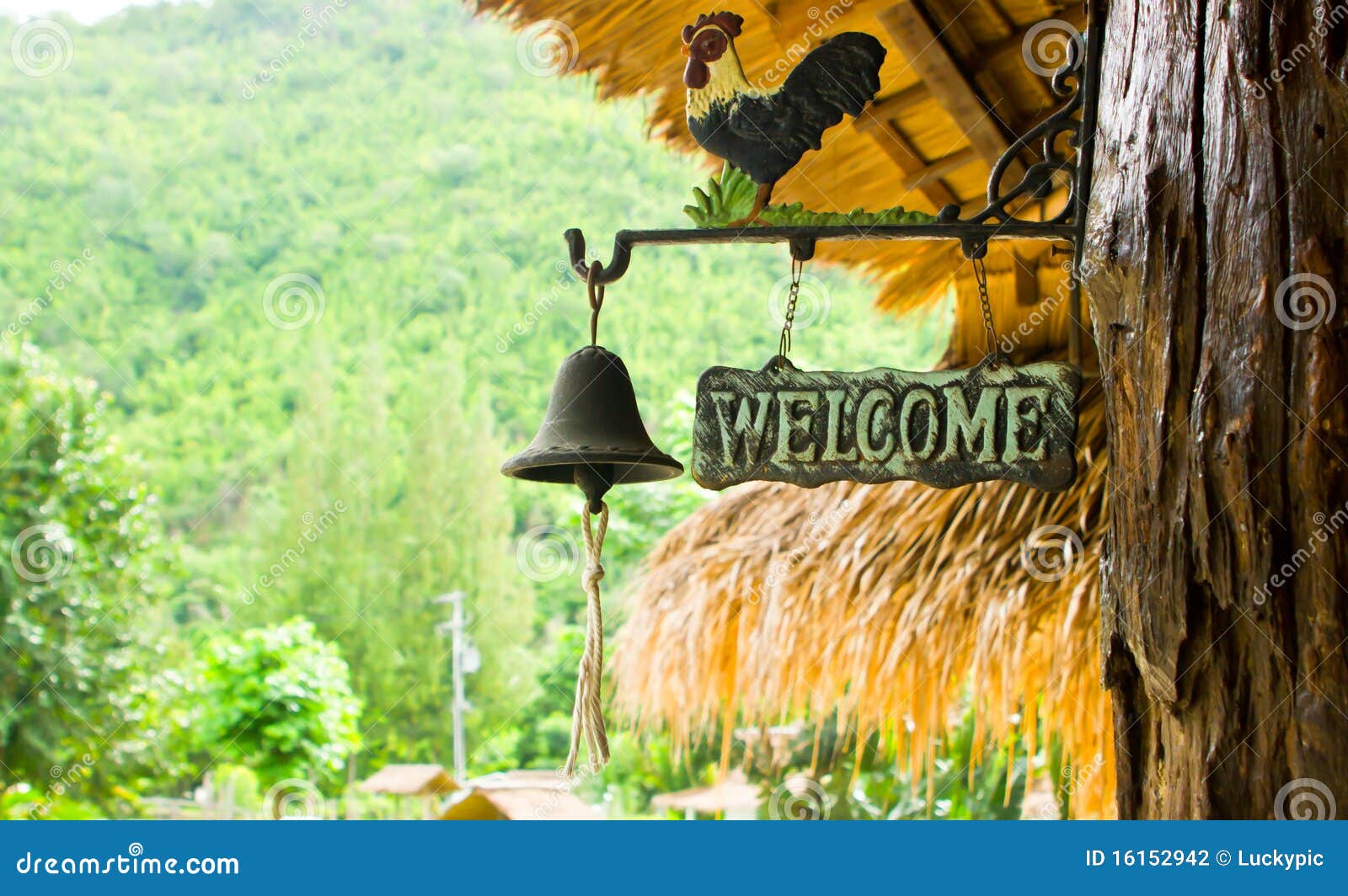 Welcome sign and bell stock photo. Image of bell, iron - 16152942