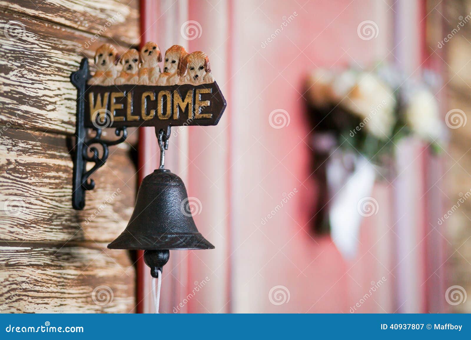 Welcome sign with bell stock image. Image of border, panel - 40937807