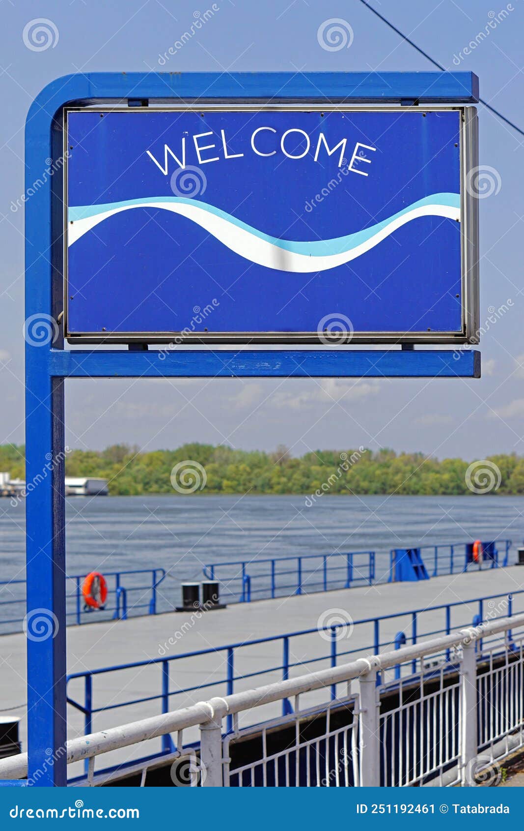 Welcome sign blue stock image. Image of board, fence - 251192461
