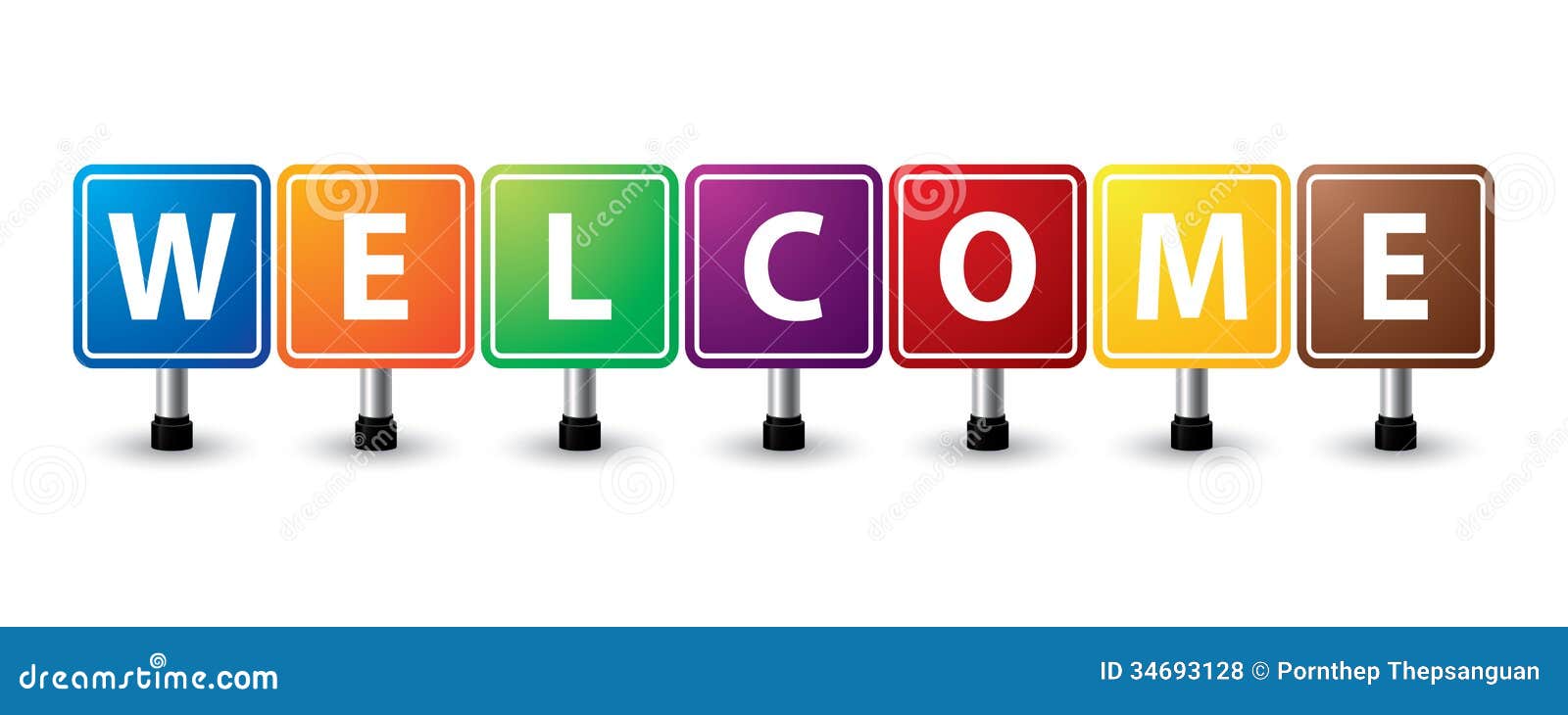 Welcome sign stock vector. Illustration of green, yellow - 34693128