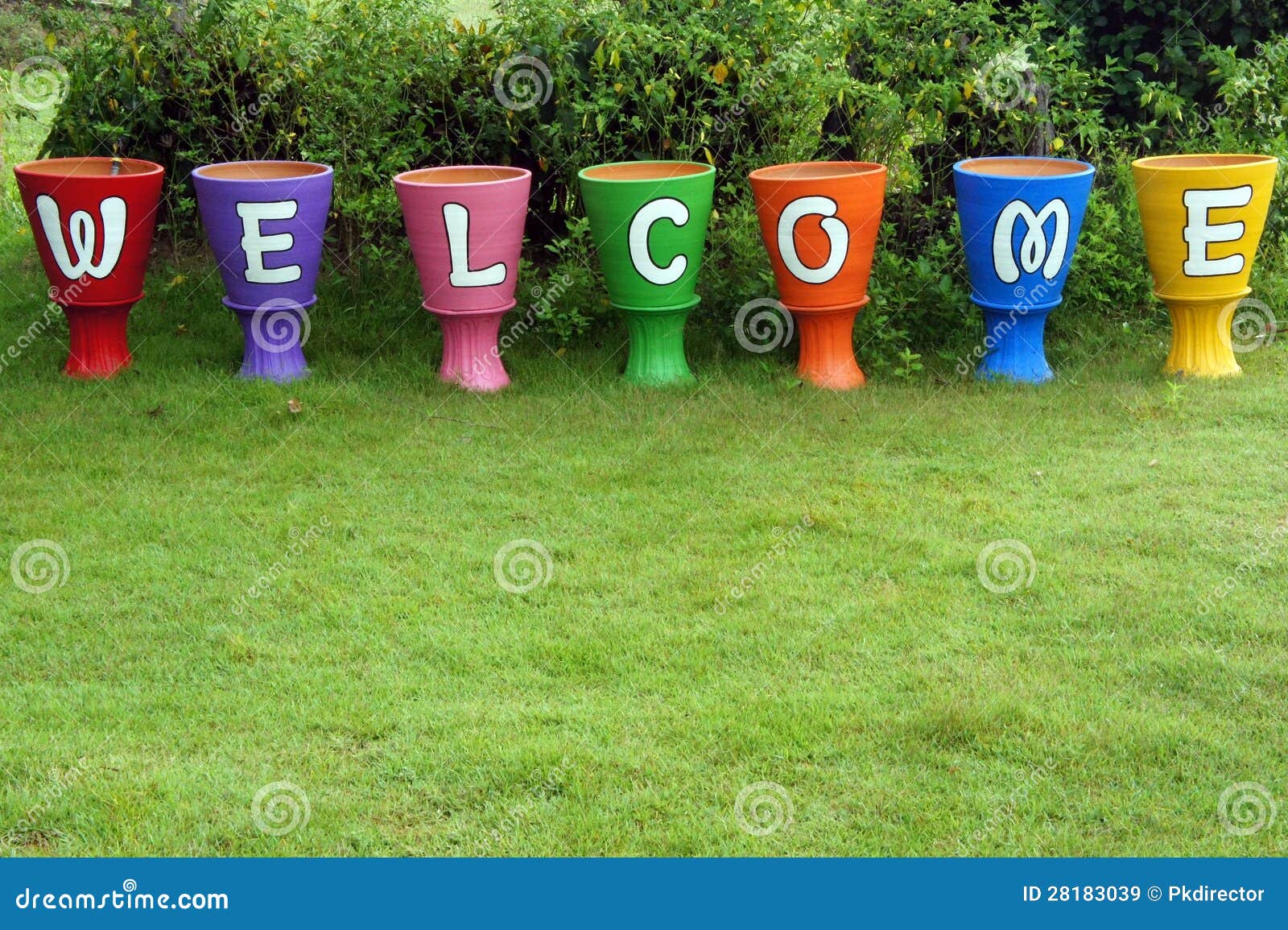 Welcome Sign, at the Flower Pot Stock Image - Image of hotel, design ...