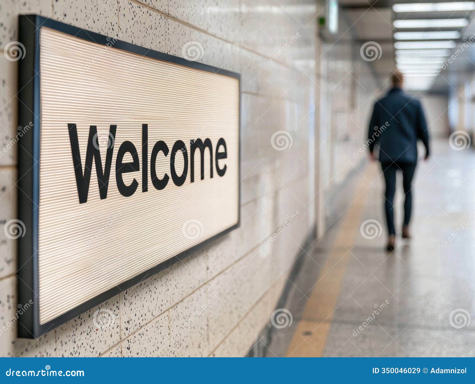Welcome Sign in Office Hallway Stock Illustration - Illustration of ...