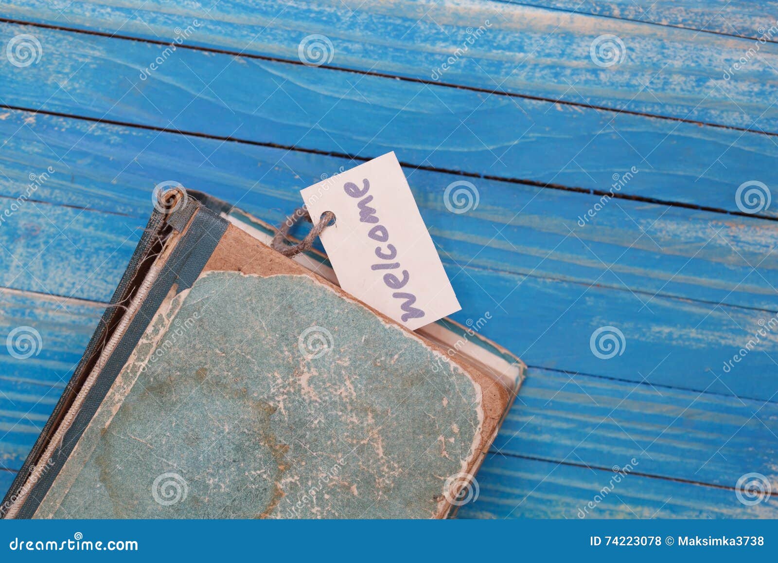 Welcome Sign and Old Book - Vintage Style Stock Photo - Image of ...