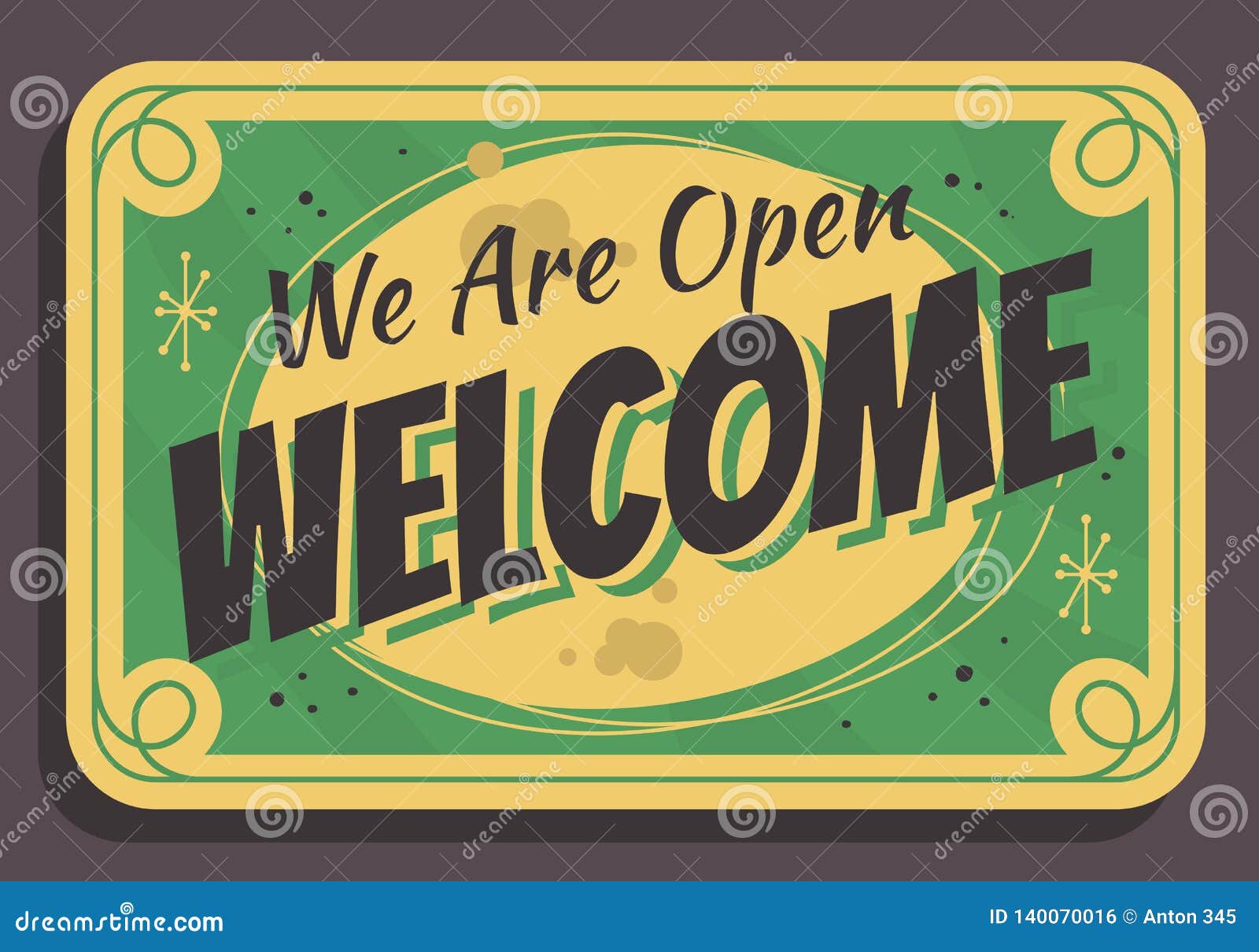Welcome Sign we are Open Typographic Vintage Influenced Business Sign ...