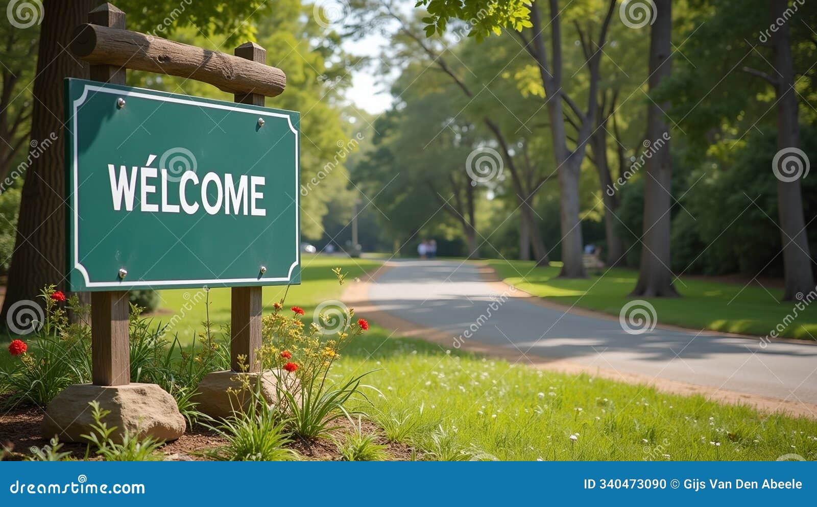 Welcome Sign at Park Entrance Stock Illustration - Illustration of ...