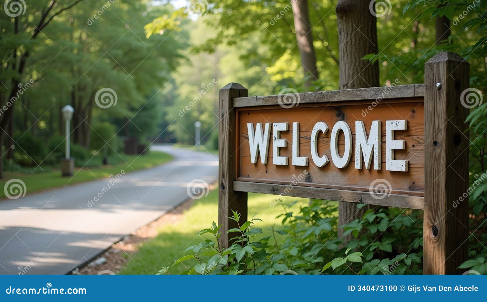 Welcome Sign at Park Entrance Stock Illustration - Illustration of ...