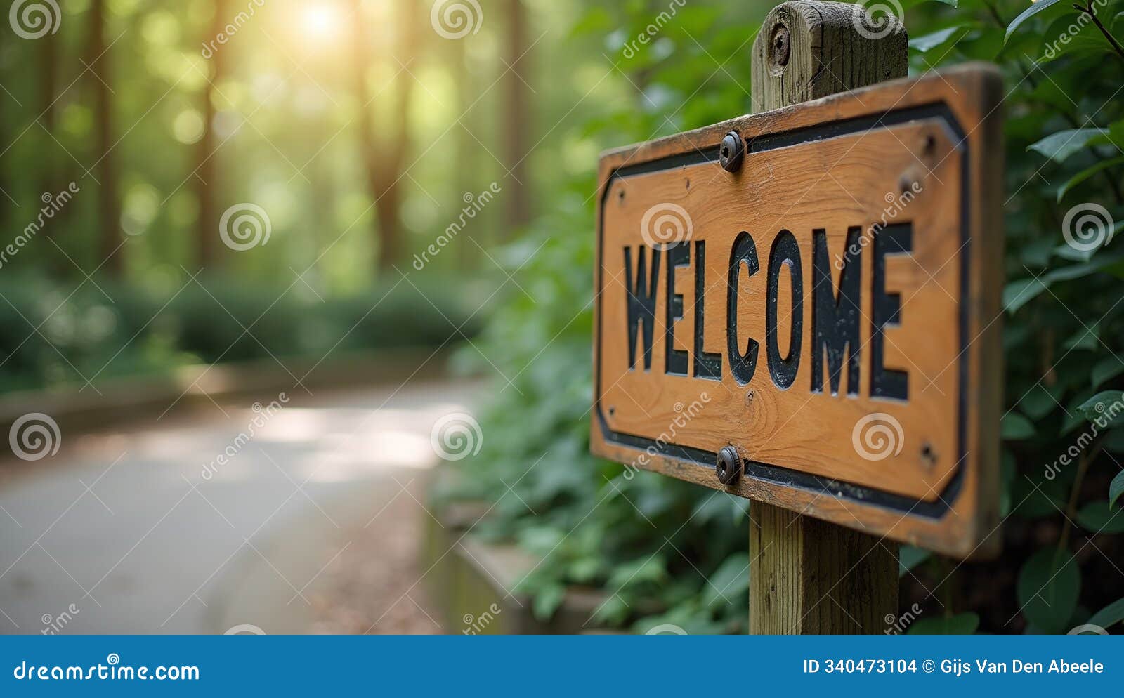 Welcome Sign at Park Entrance Stock Illustration - Illustration of ...