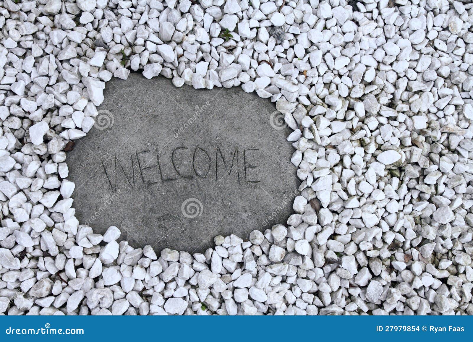 Welcome Sign Rock Surrounded by White Rocks Stock Photo - Image of ...