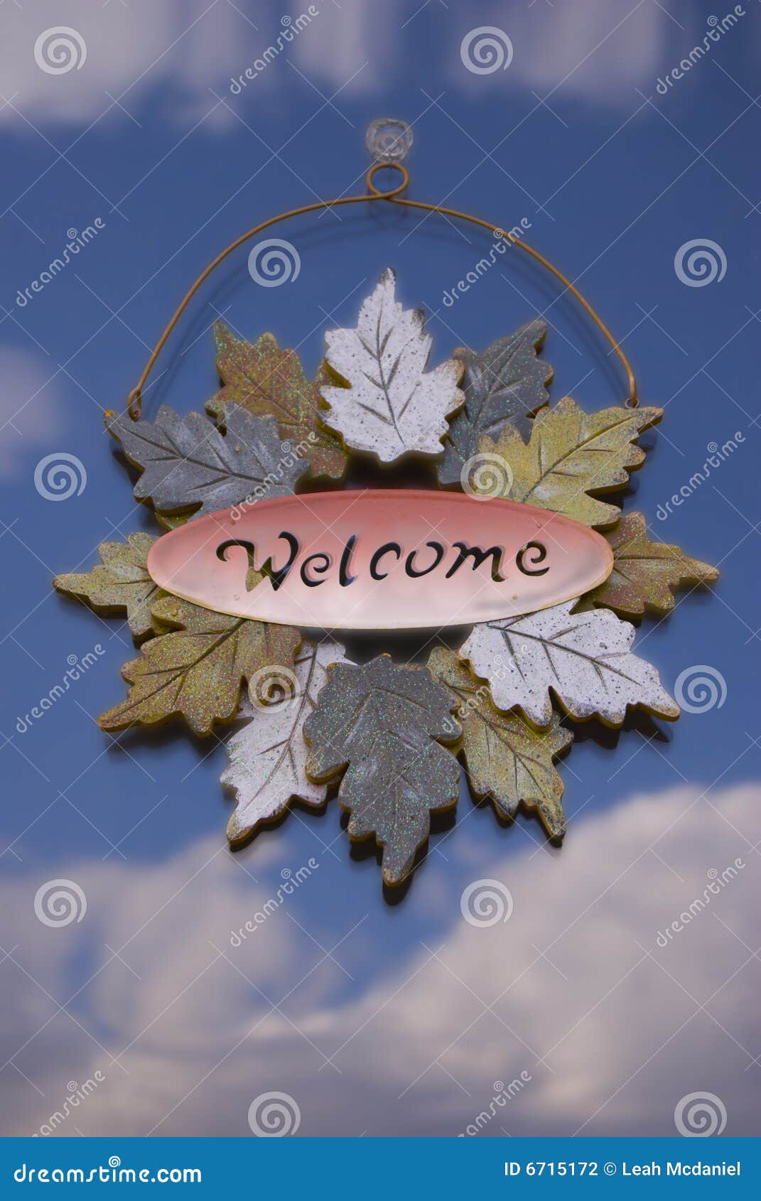 Welcome Sign and Sky Reflection Stock Photo - Image of plaque ...