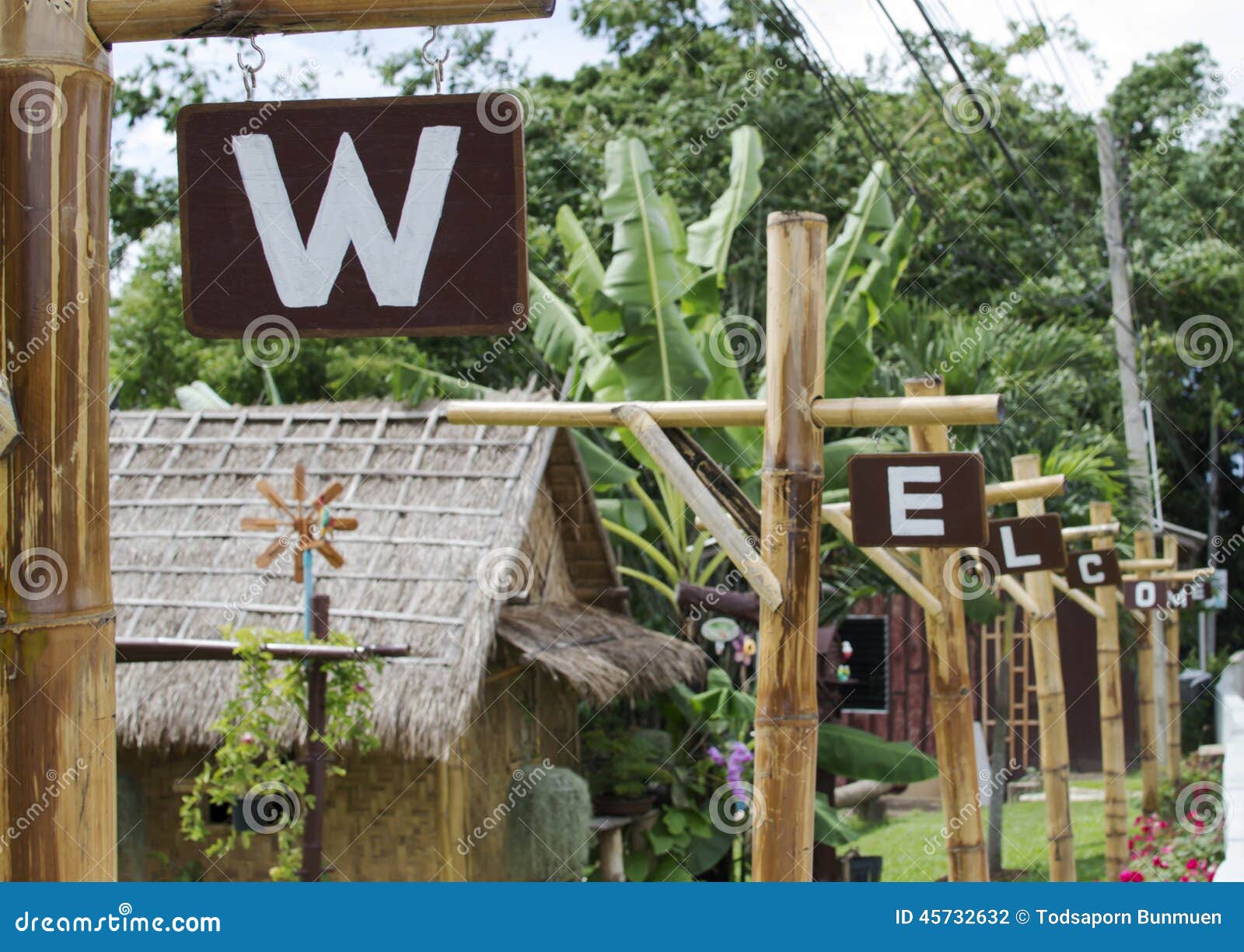 Welcome Sign, Wooden Tiles Stock Photography | CartoonDealer.com #45732632