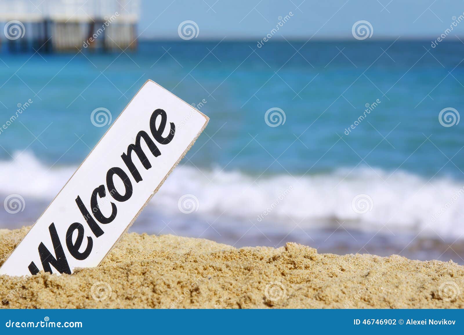 Welcome Signboard on the Sea Beach Stock Photo - Image of symbol ...