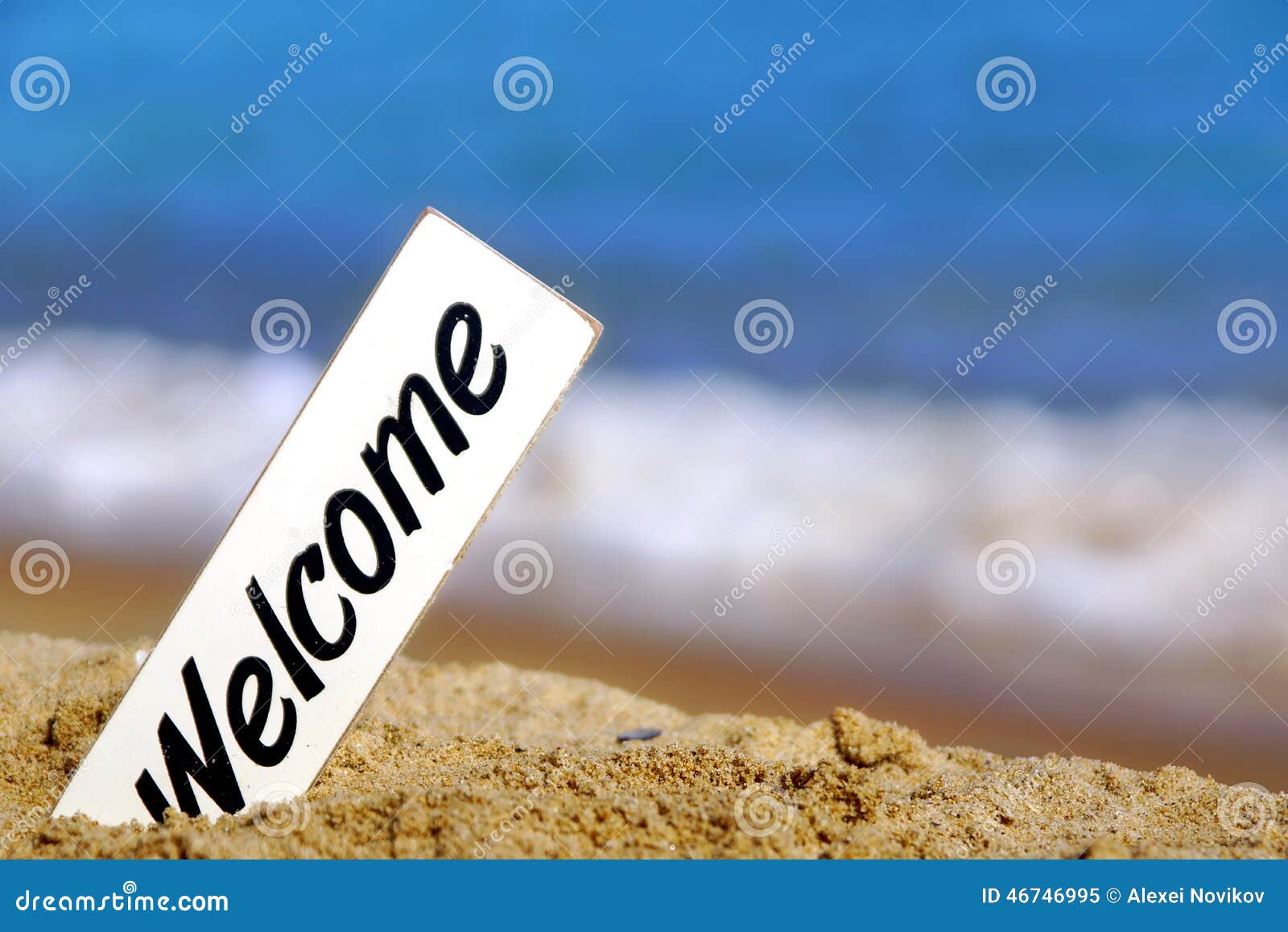 Welcome Signboard on the Sea Beach Stock Image - Image of poster ...