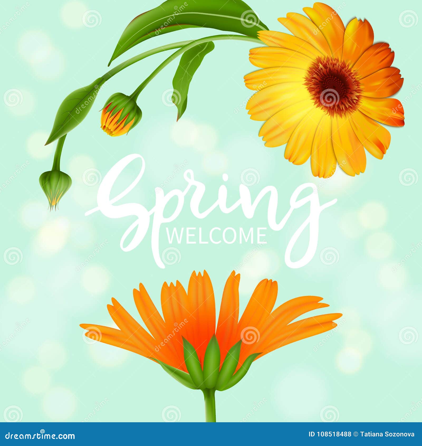 Welcome spring background stock vector. Illustration of botanical ...