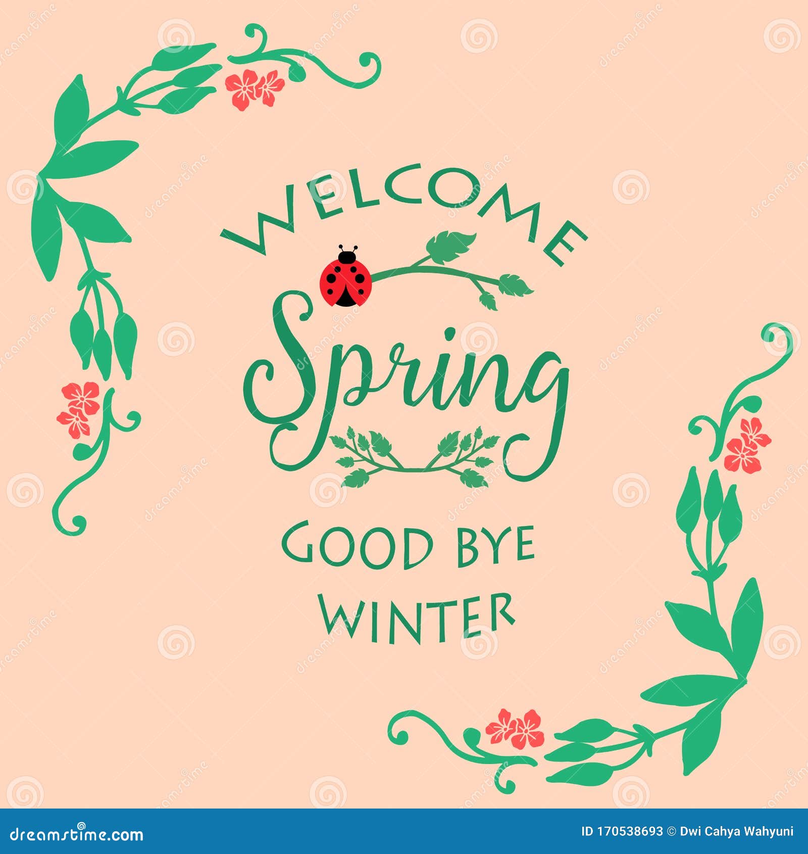Welcome Spring Greeting Card Decoration Template, with Elegant Texture ...
