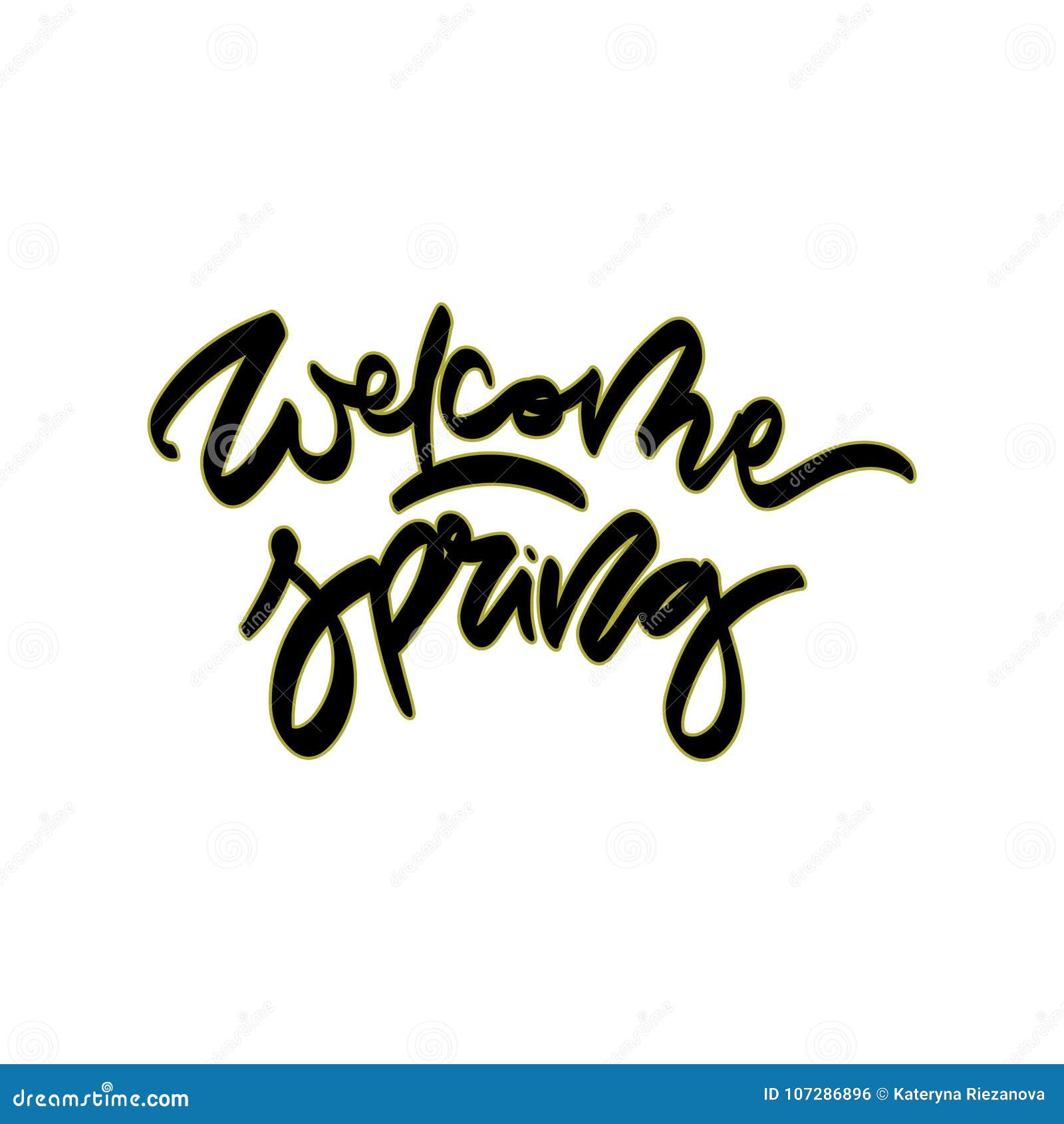 Welcome Spring. Hand Drawn Lettering Stock Vector - Illustration of ...
