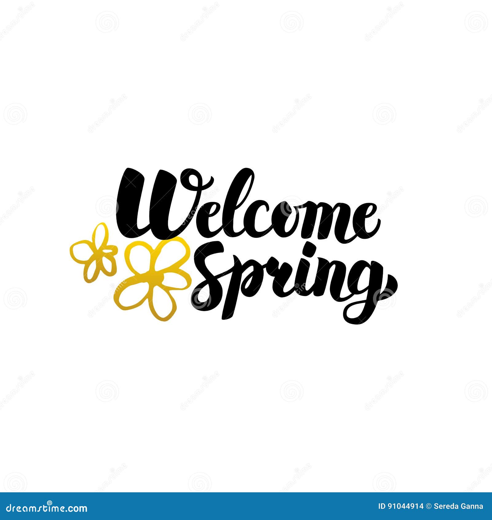 Welcome Spring Handwritten Lettering Stock Vector - Illustration of ...