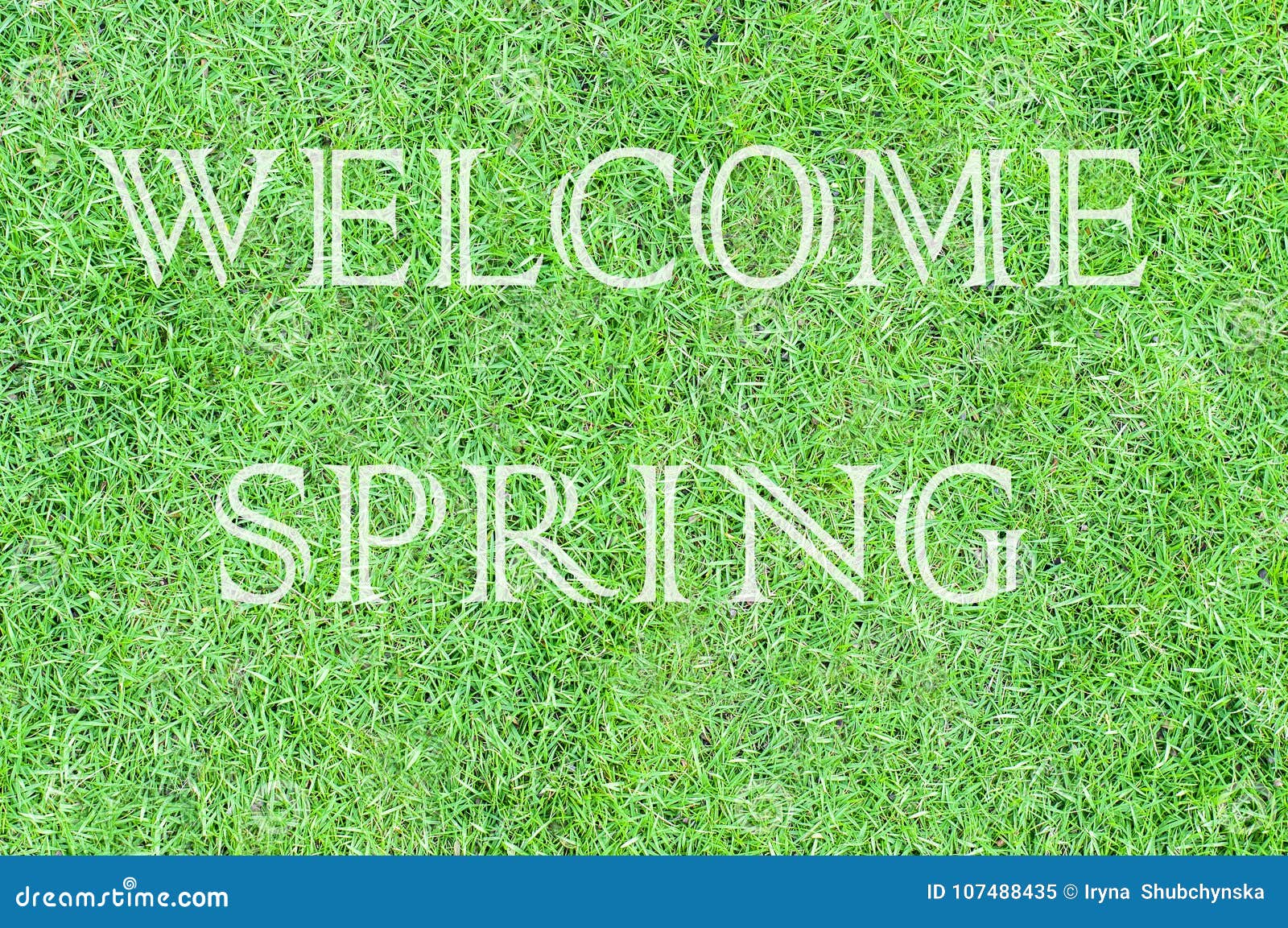 Welcome Spring Stamp on a Background of Green Grass Stock Image - Image ...