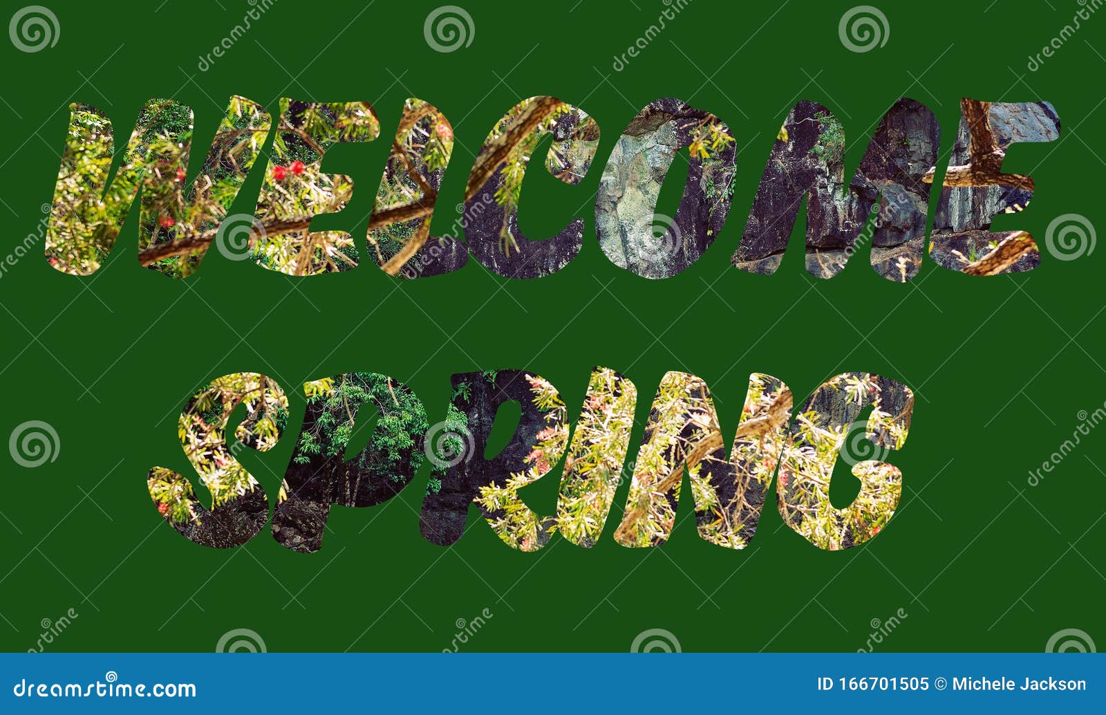 Welcome Spring Text from Bushland Image Stock Illustration ...