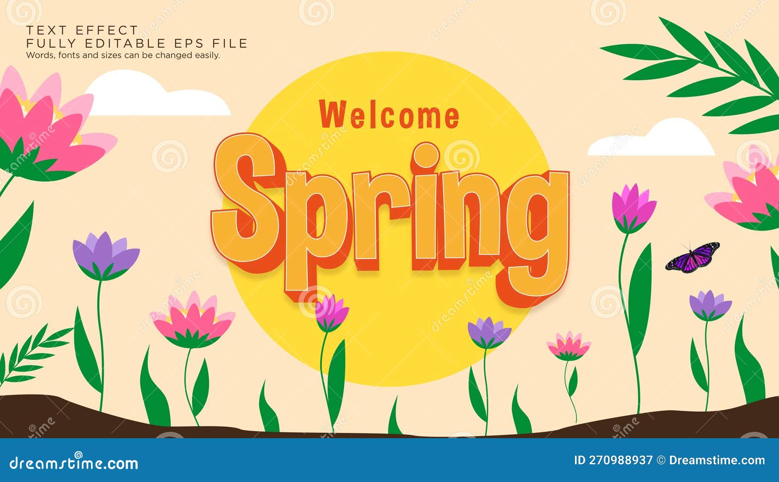 Welcome Spring Text Effect Font Type Stock Illustration - Illustration ...