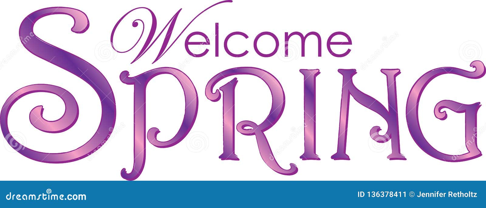 Welcome Spring Text in Purple and Pink Stock Vector - Illustration of ...