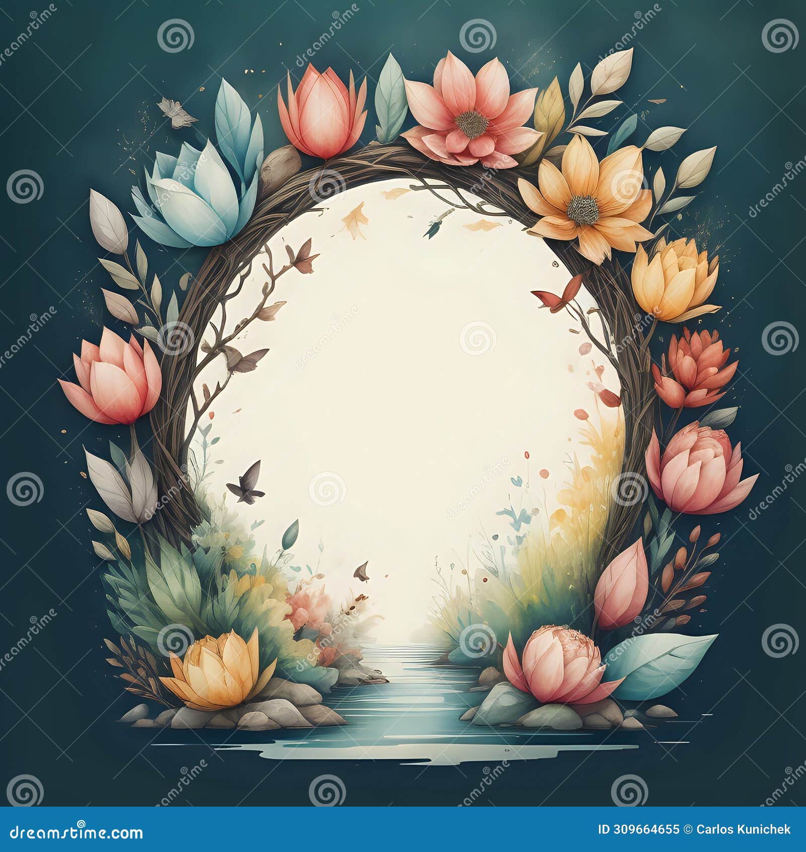 Welcome Spring Watercolor Paint Ilustration - Generated by Ai Stock ...