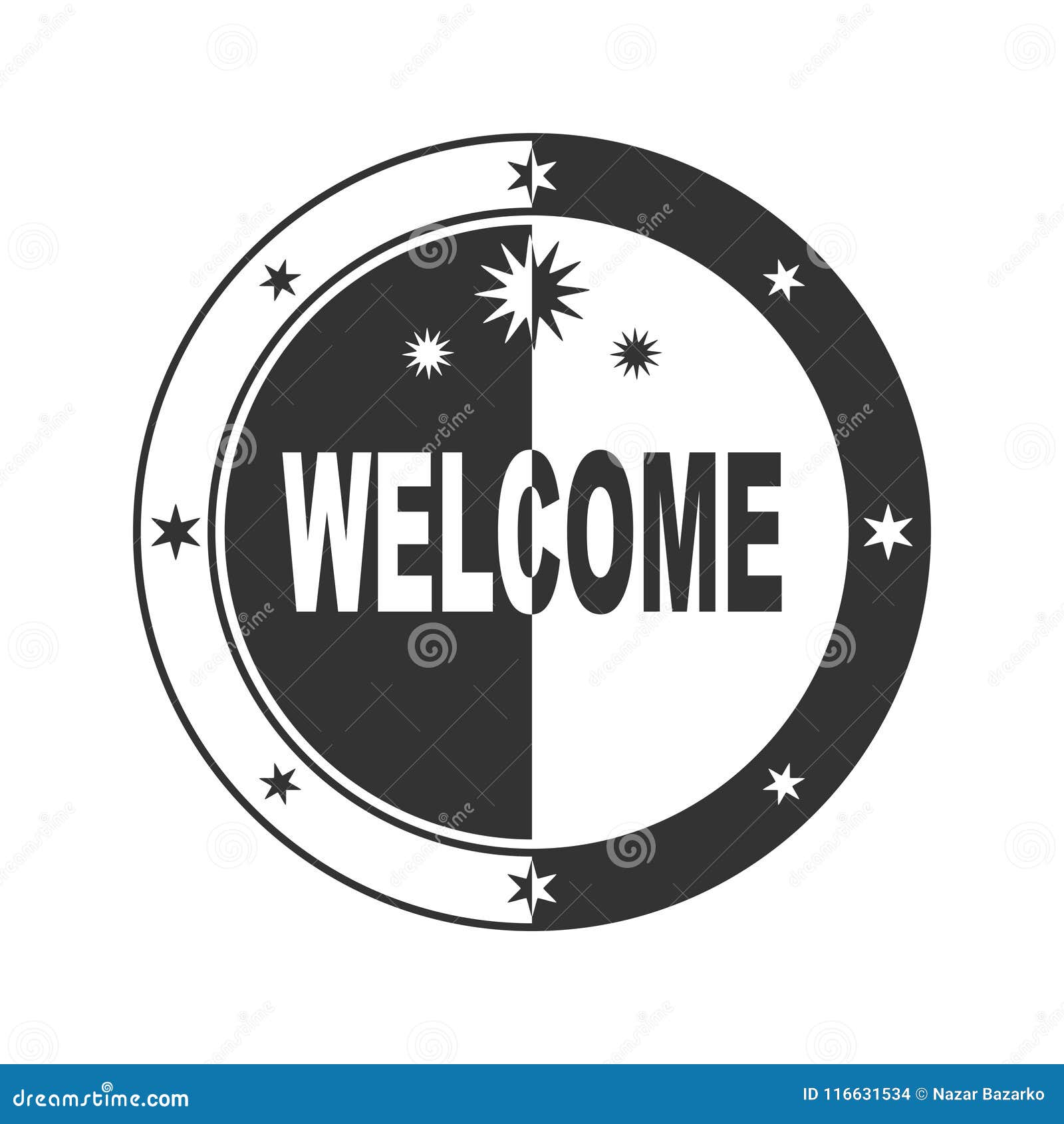 Welcome. Stamp in Black and White Stock Illustration - Illustration of ...