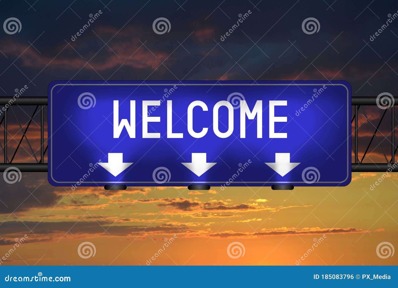 Welcome - Highway Board, Sky Stock Photo - Image of advice, greeting ...
