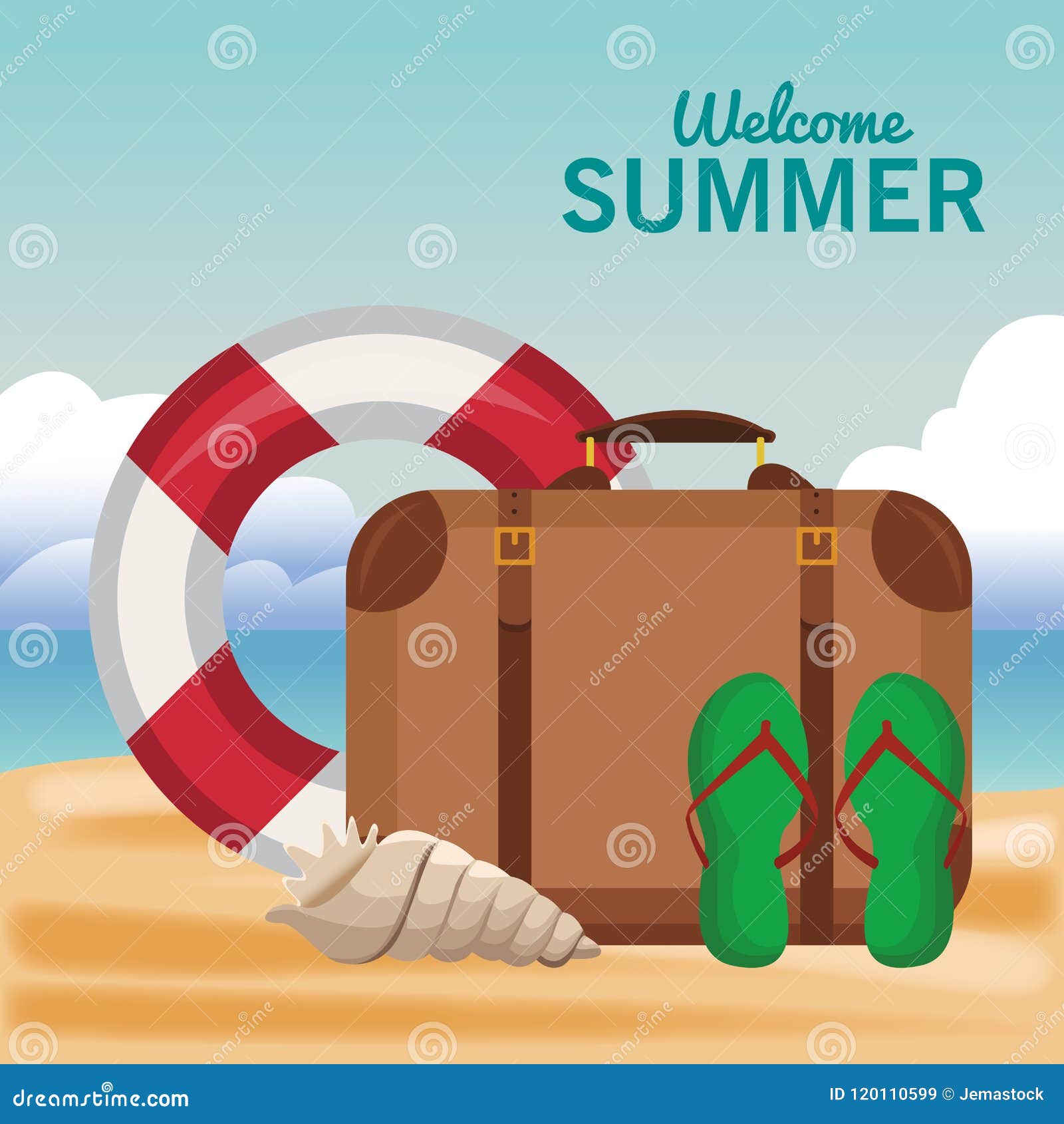 Welcome summer cartoons stock vector. Illustration of paradise - 120110599