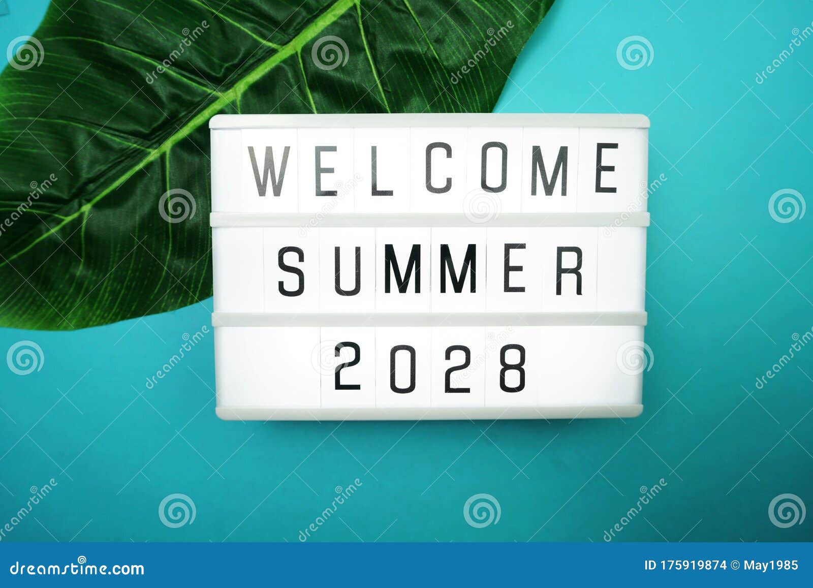 Welcome Summer 2028 Word in Light Box Stock Photo - Image of label ...