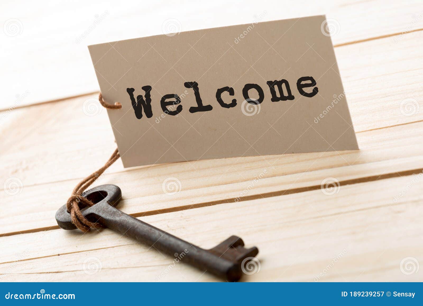 Welcome - Tag on Vintage Key, Check-in Hotel Concept Stock Image ...