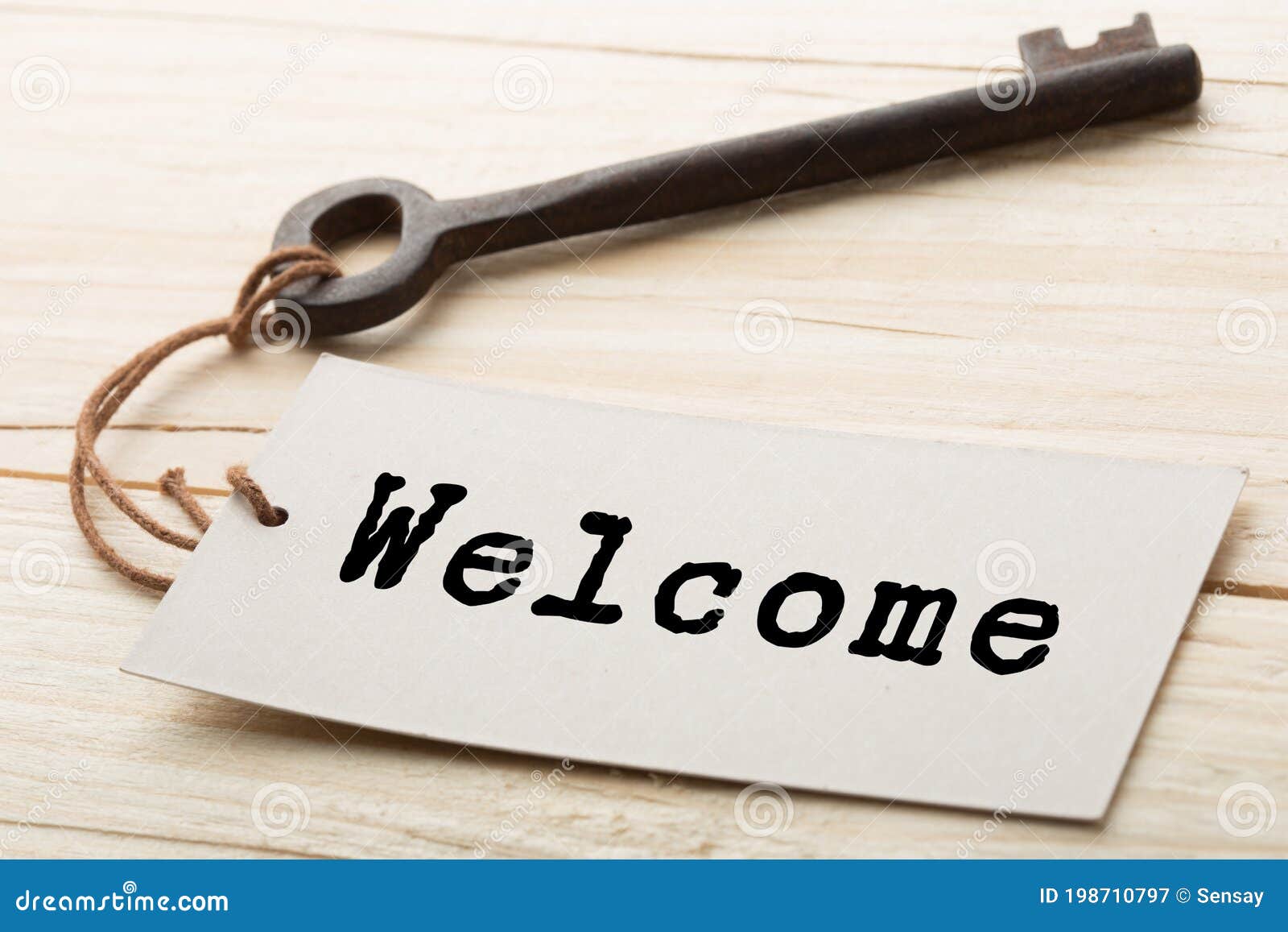 Welcome - Tag on Vintage Key, Check-in Hotel Concept Stock Image ...