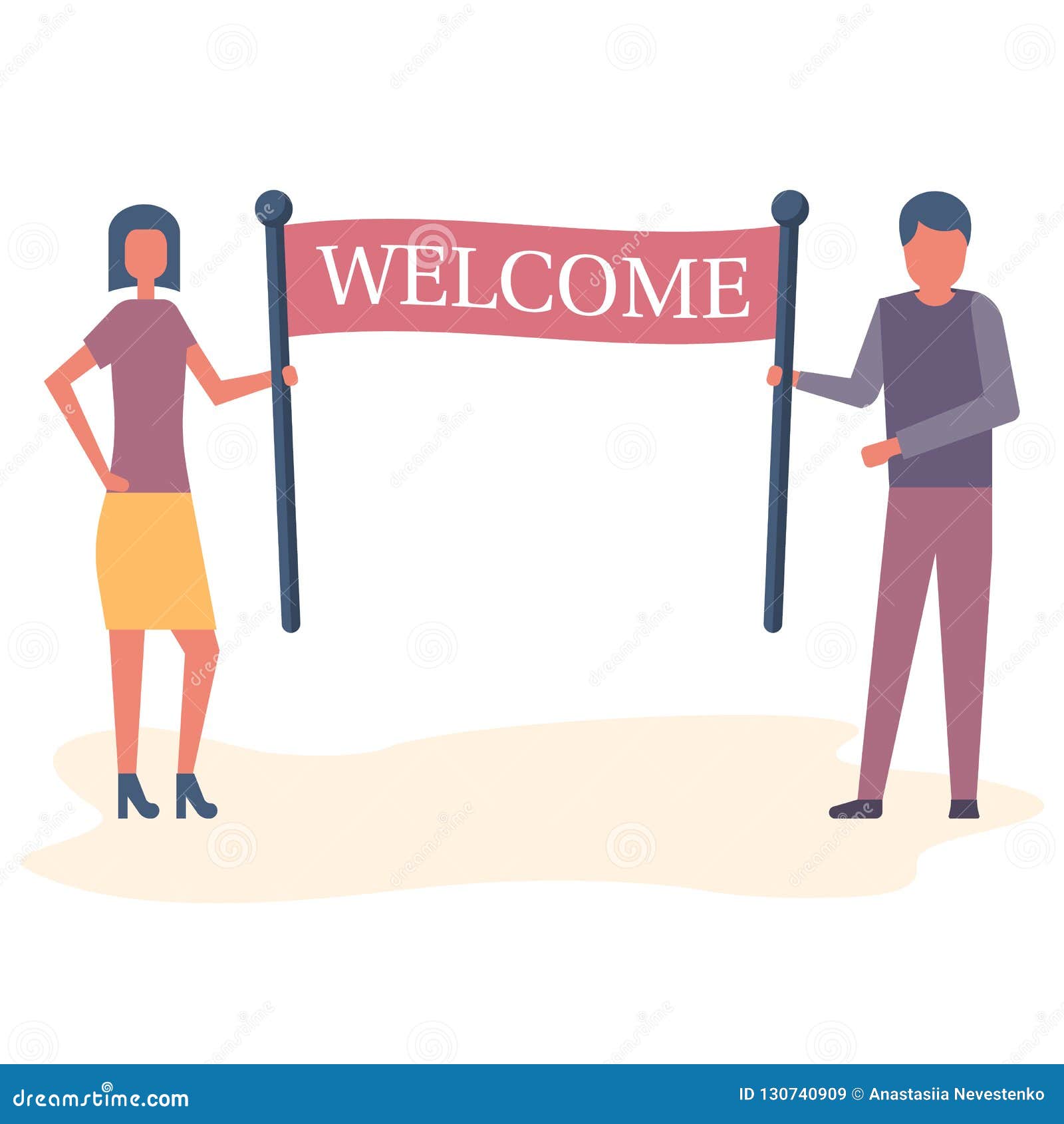 Welcome. Team with Big Banners in Their Hands Stock Vector ... Welcome. Team with Big Banners in Their Hands Stock Vector ...