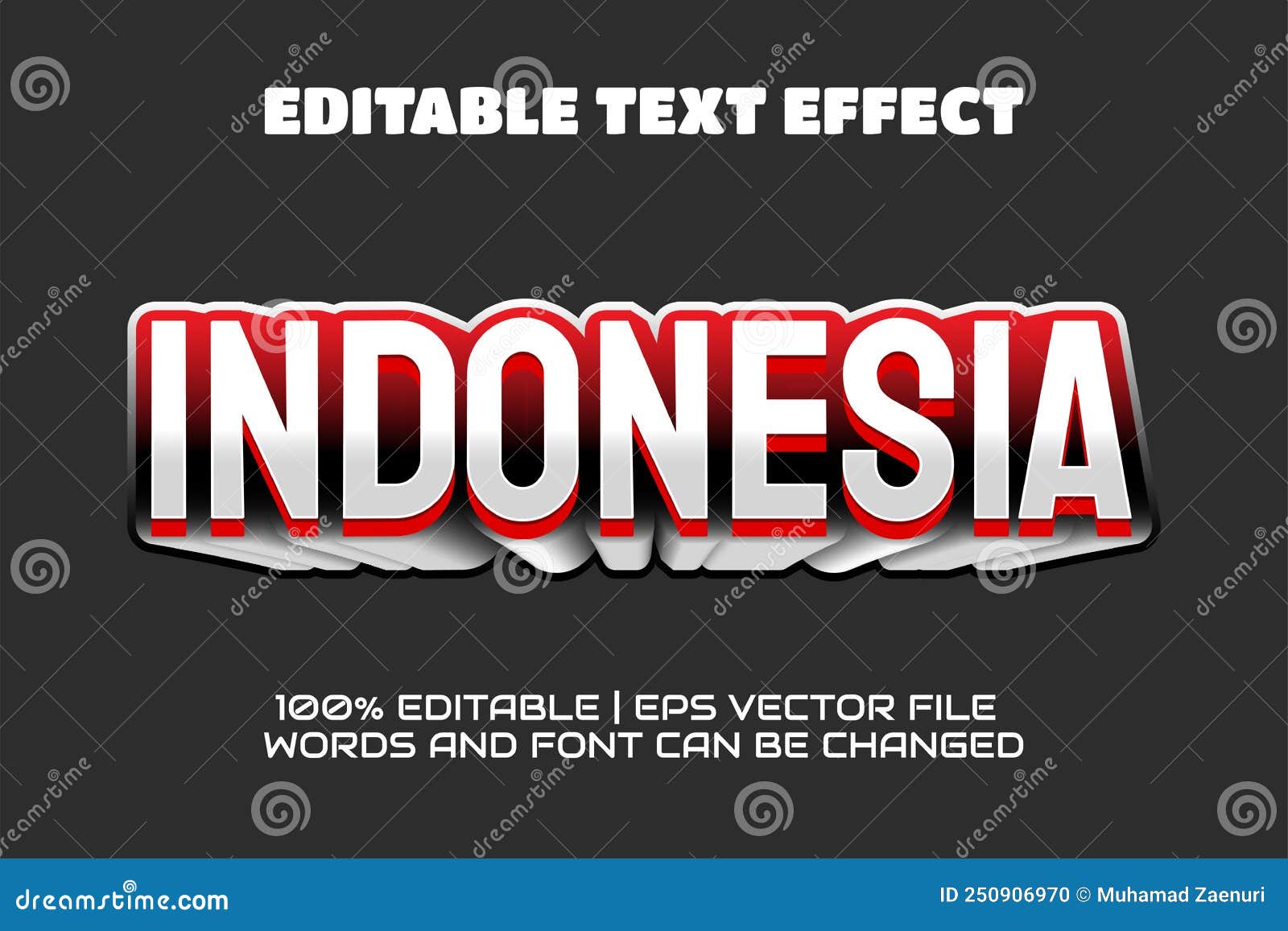 Indonesian Text 3d Editable Text Effect for Indonesia. Stock Vector ...