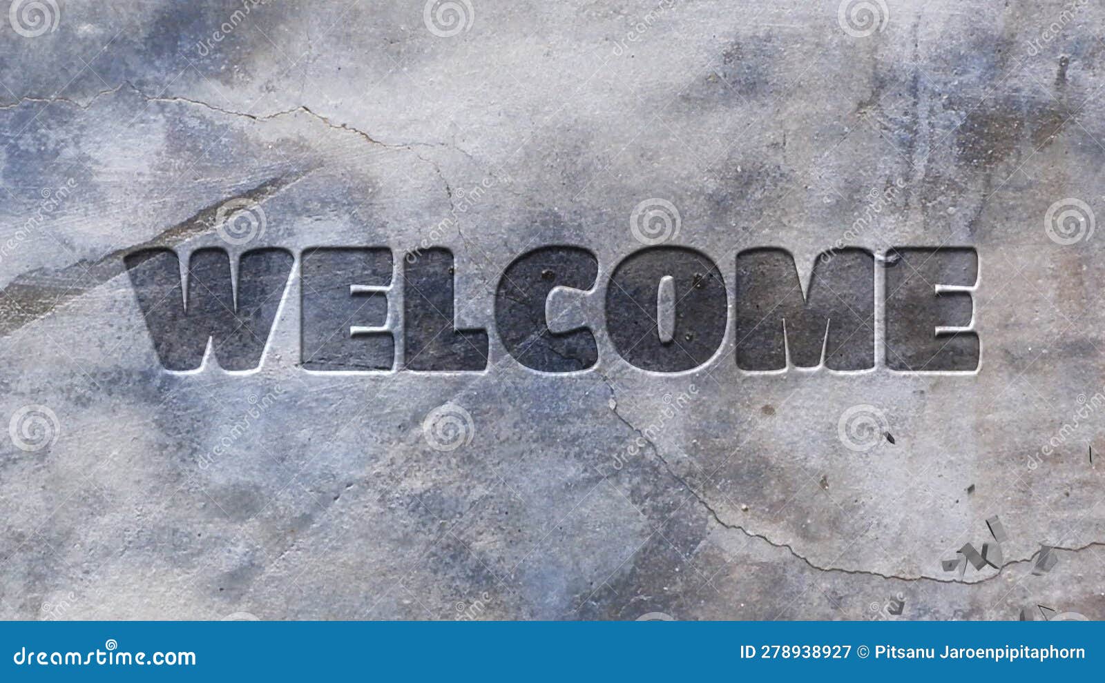 WELCOME Text Engraved on Concrete Wall 3d Animated. Stock Video - Video ...
