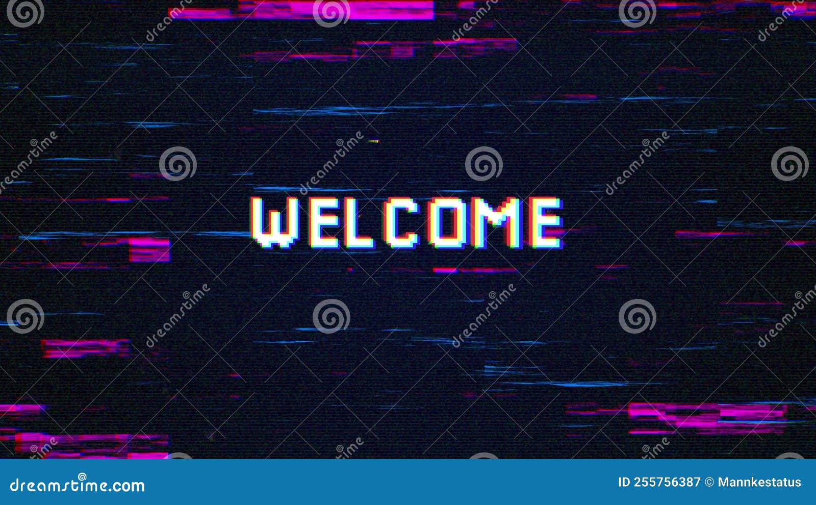 WELCOME Text with Glitch Background Concept for Video Games Screen ...