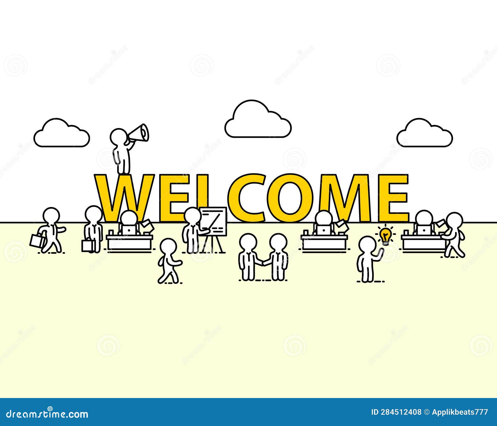 Welcome Text Work Office with People Stock Vector - Illustration of ...