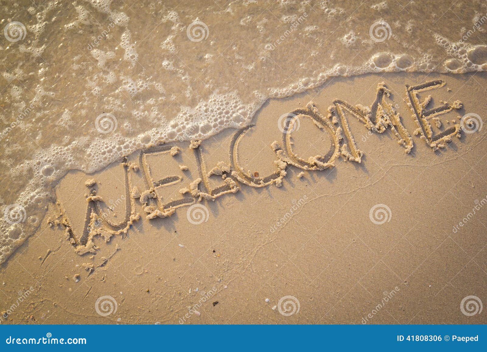 Welcome, Texture on the Beach Sand. Stock Photo - Image of carved ...