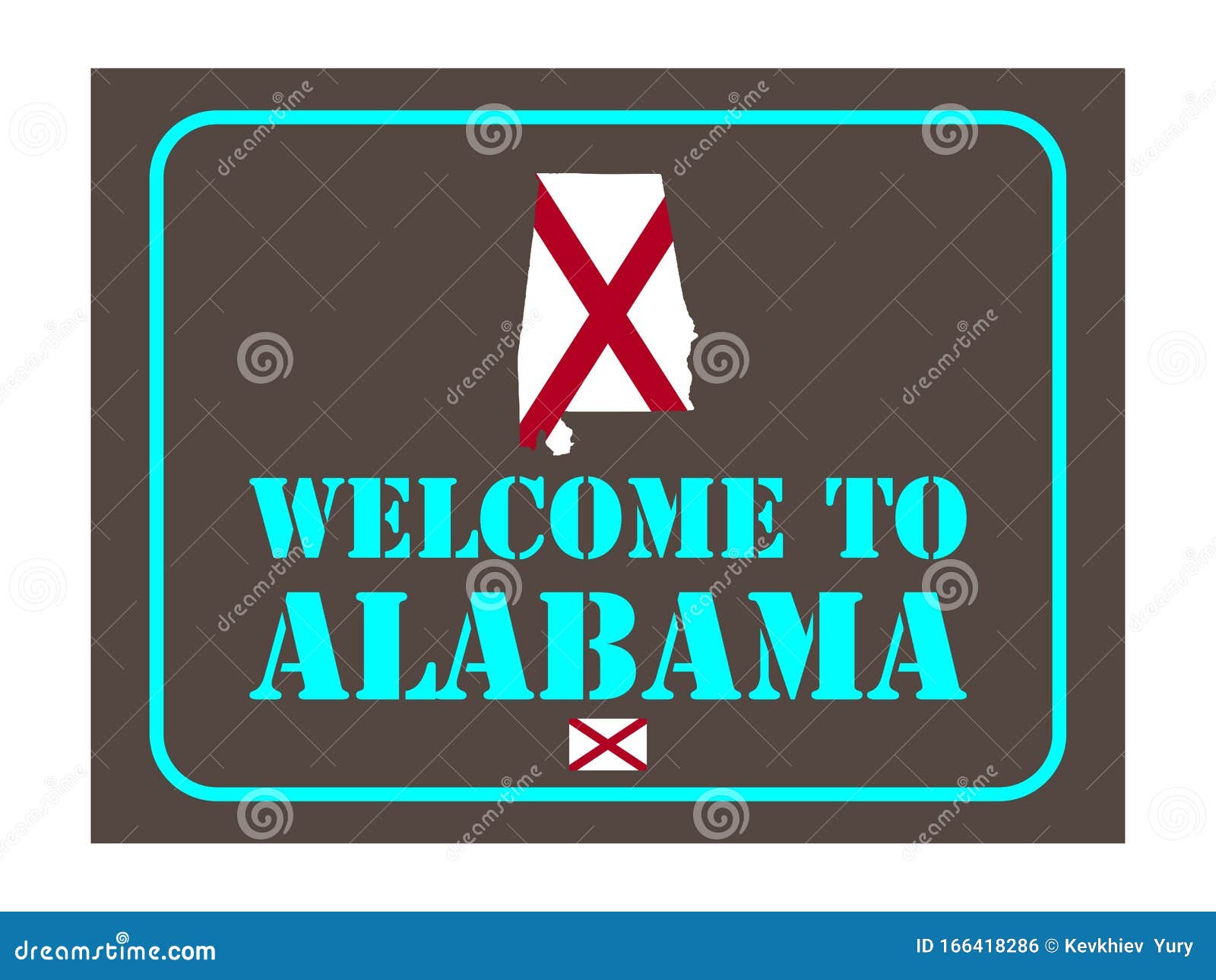 Welcome To Alabama Sign with Flag Map Vector Illustration Eps 10 Stock ...