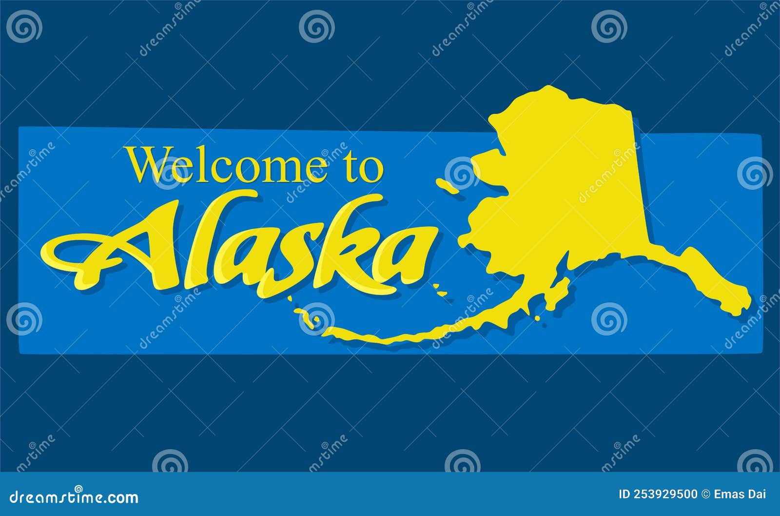 Welcome To Alaska State with Blue Background Stock Vector ...