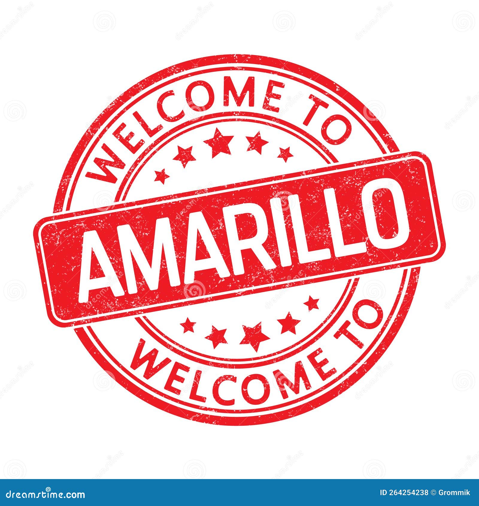 Welcome To AMARILLO. Impression of a Round Stamp with a Scuff Stock ...