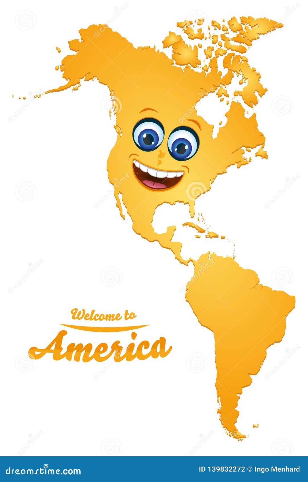 Welcome To America Smiley Map Stock Vector - Illustration of country ...