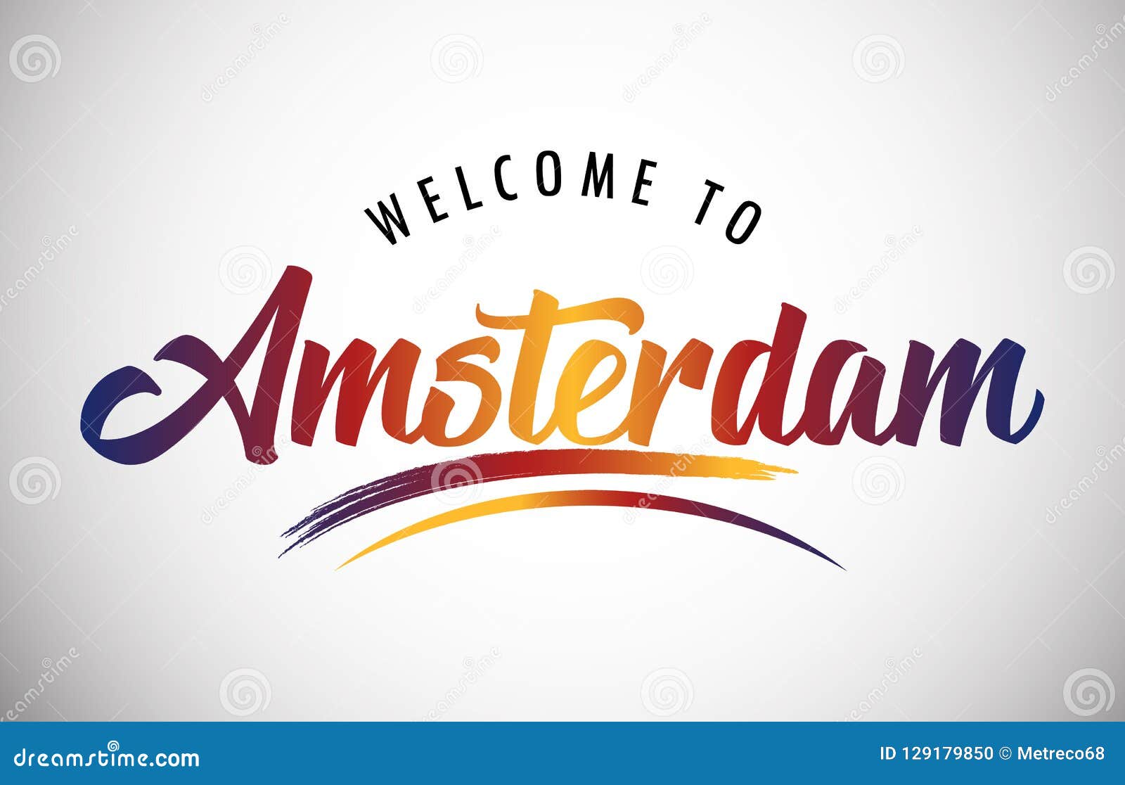 Welcome to Amsterdam stock vector. Illustration of message - 129179850