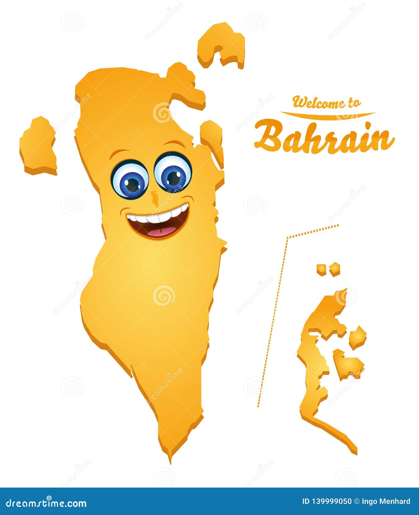 Welcome To Bahrain Happy Face Map Vector Illustration | CartoonDealer ...