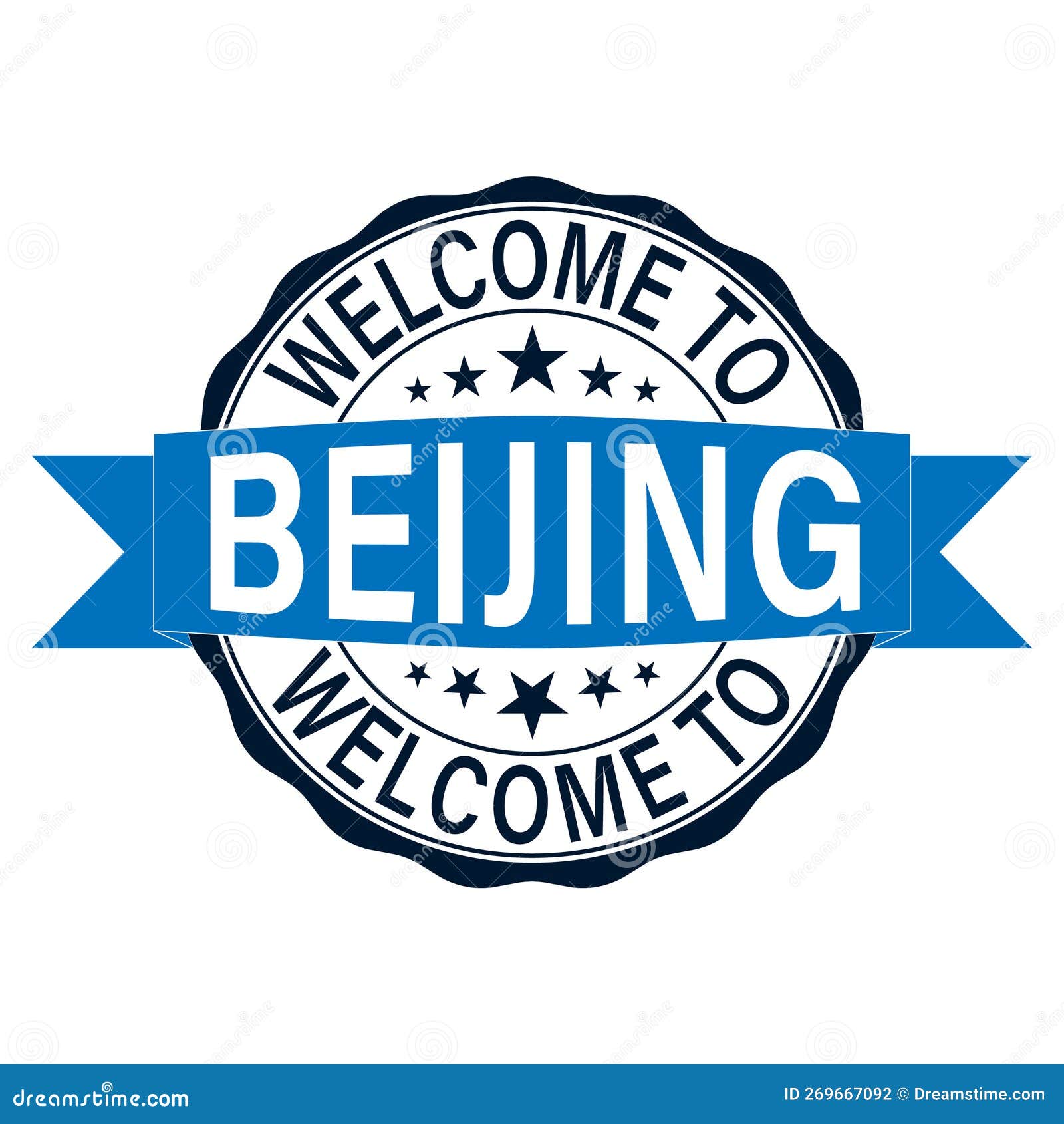 Welcome To Beijing Stamp Blue Vector Illustration Stock Illustration ...