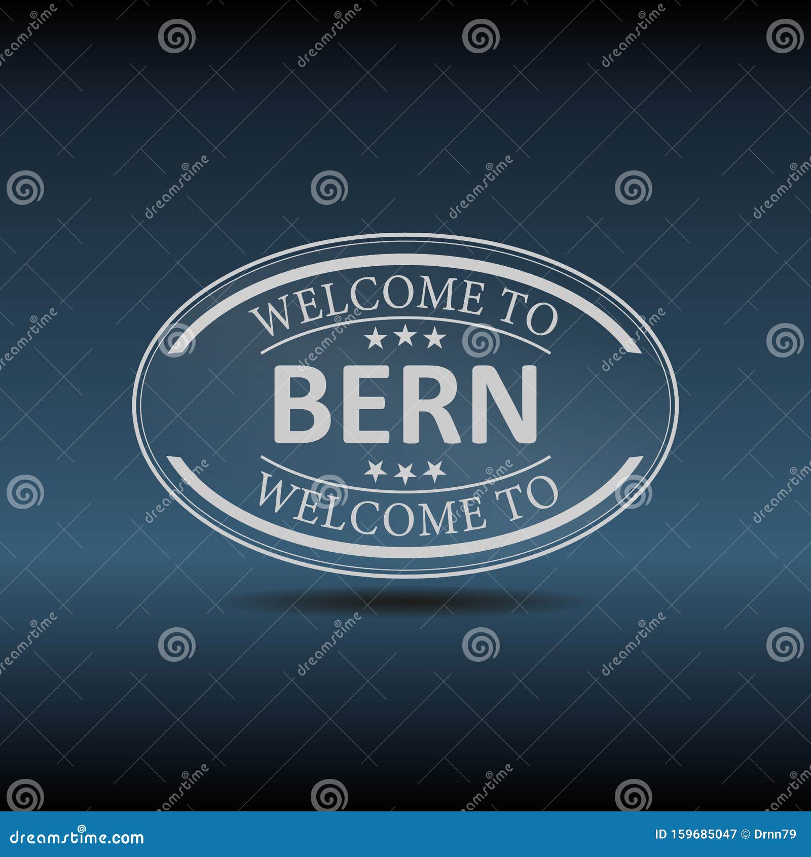 Welcome To Bern Switzerland White Modern Label on a Blue Background ...