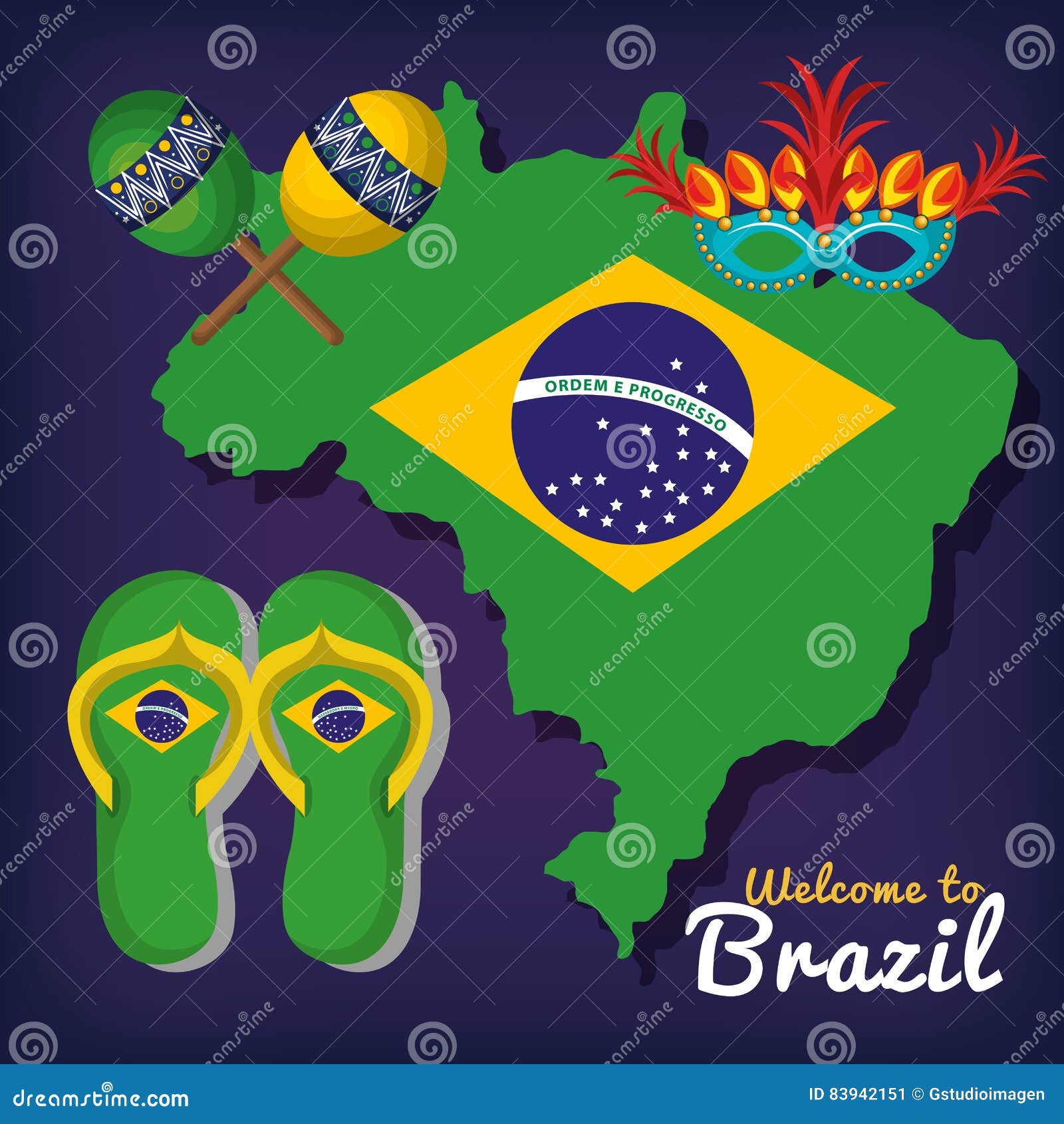 Welcome to brazil poster stock illustration. Illustration of sport ...