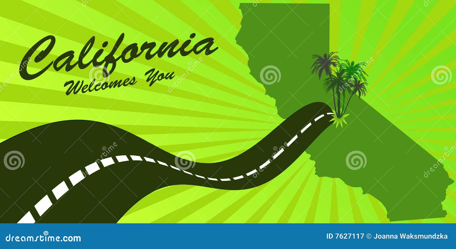 Welcome To California Road Sign Cartoon Vector | CartoonDealer.com ...