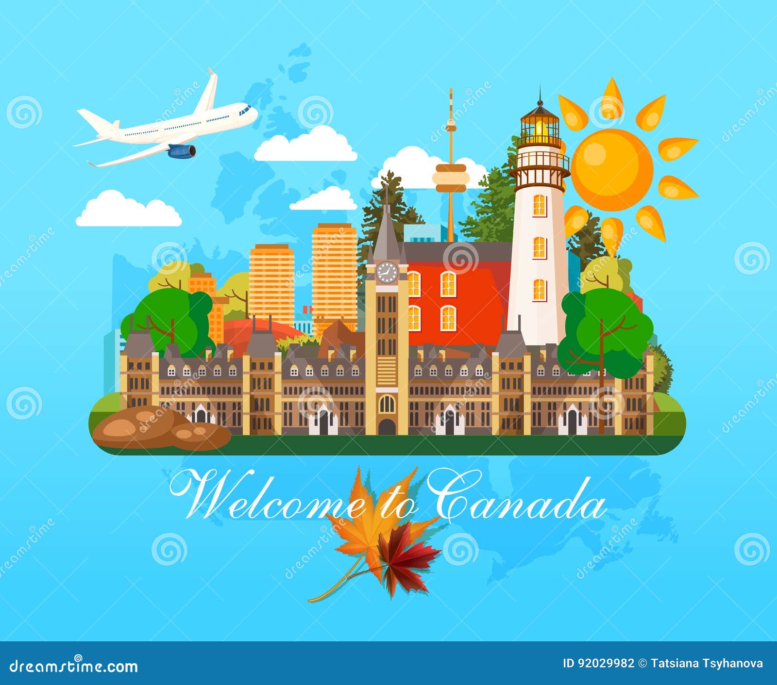 Welcome To Canada. Postcard. Canadian Vector Illustration. Retro Style ... Welcome To Canada. Postcard. Canadian Vector Illustration. Retro Style ...
