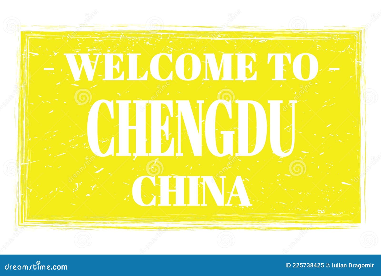 WELCOME TO CHENGDU - CHINA, Words Written on Yellow Stamp Stock ...